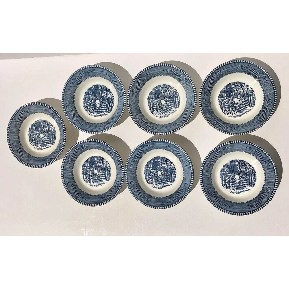 Ives | Dining | 6 Currier And Ives Bowl Round Bowl Farm House Childrens ...